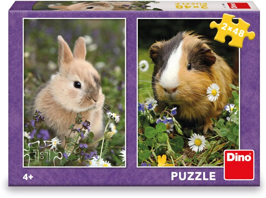 DINO Puzzle Králíček a morče 18x26cm skládačka 2x48 dílků dn381681