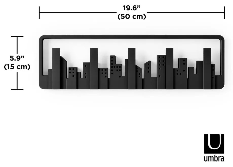 Černý plastový nástěnný věšák Skyline – Umbra