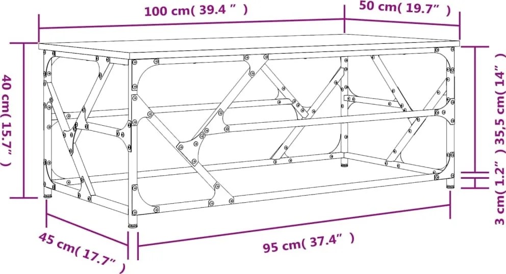 vidaXL Konferenční stolek 100x50x40 cm kompozitní dřevo [834126] Barva: Černá