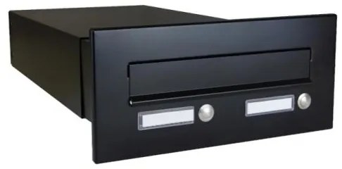 DOLS B-042-2Z RAL9005 - poštovní schránka k zazdění, s 2x jmenovkou a 2x zvonkovým tlačítkem, černá