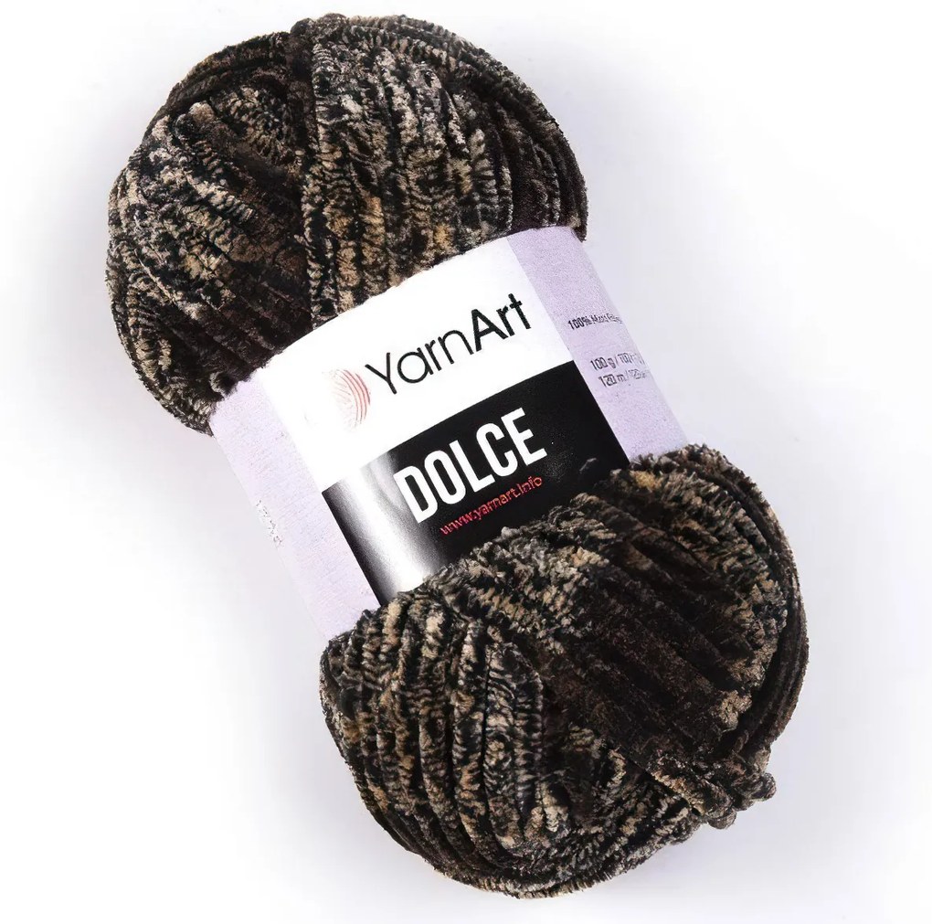 Pletací příze YarnArt DOLCE 807 tmavě hnědá melírovaná, efektní, 100g/120m
