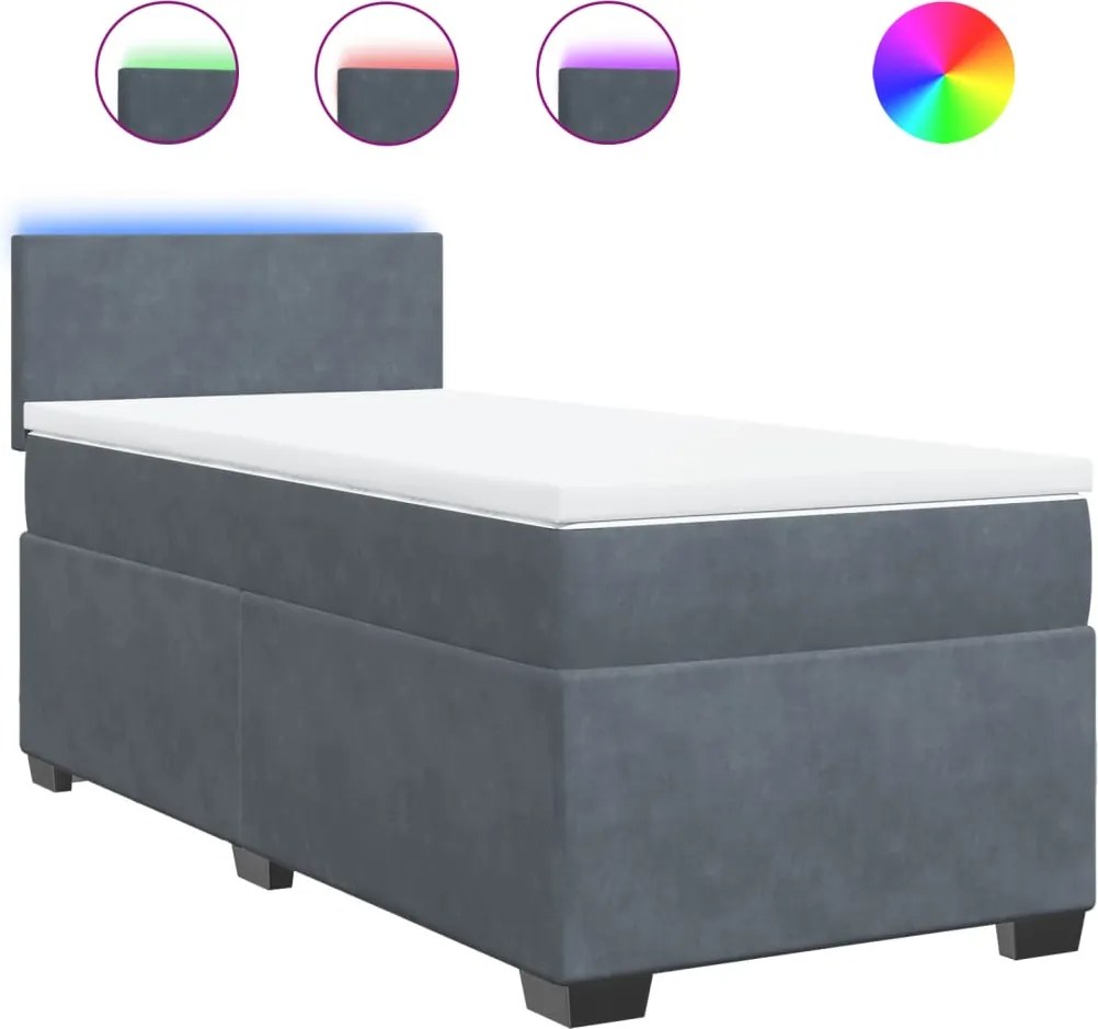 Box spring postel s matrací tmavě šedá 80 x 200 cm samet 3288457