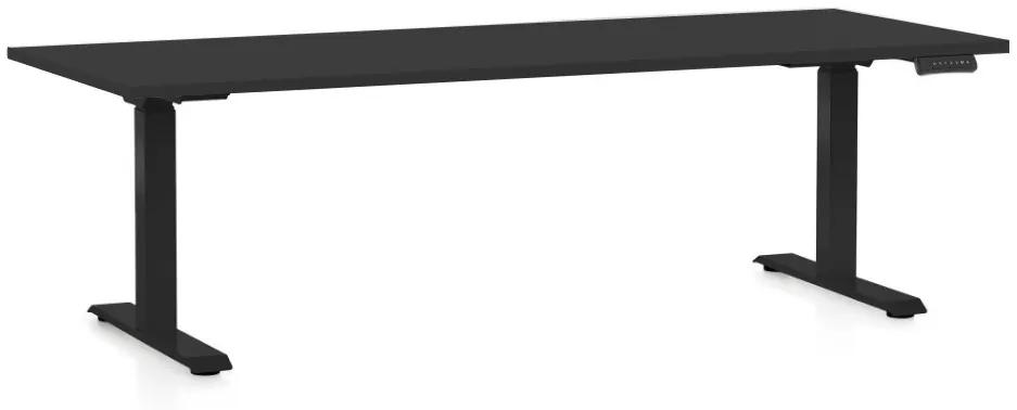 Výškově nastavitelný stůl OfficeTech D, 200 x 80 cm - černá podnož Barva: Buk