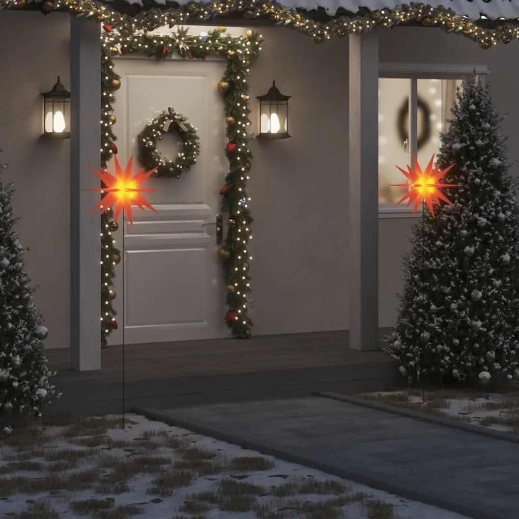 Svítící vánoční hvězdy s hroty 3 ks LED skládací červené 57 cm 3190444