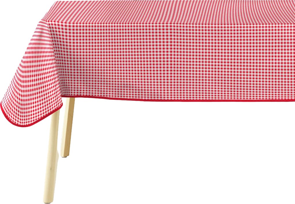 Obdélníkový ubrus s červenou kostkou MINI VICHY ROUGE, 140 x 240 cm