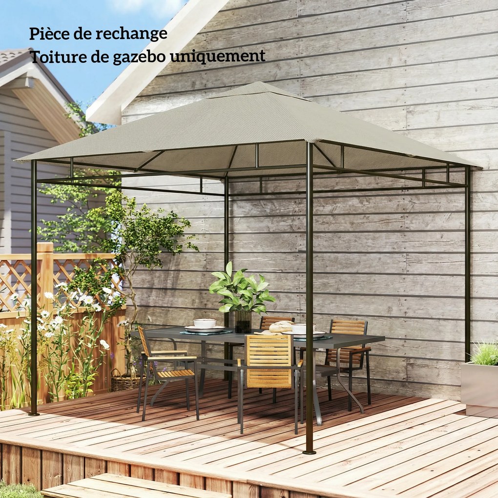 Outsunny náhradní střecha pro altán polyester 180 g/m² 3 x 3 m šedá