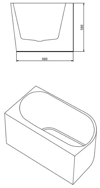 BPS-koupelny Volně stojící rohová akrylátová vana HYD-MER509A pravá 140x75 bílá, odtokový komplet zlatý