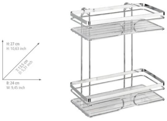 WENKO 20410100-Regál PREMIUM EDELSTAHL 24x27 cm nerez/stříbrná