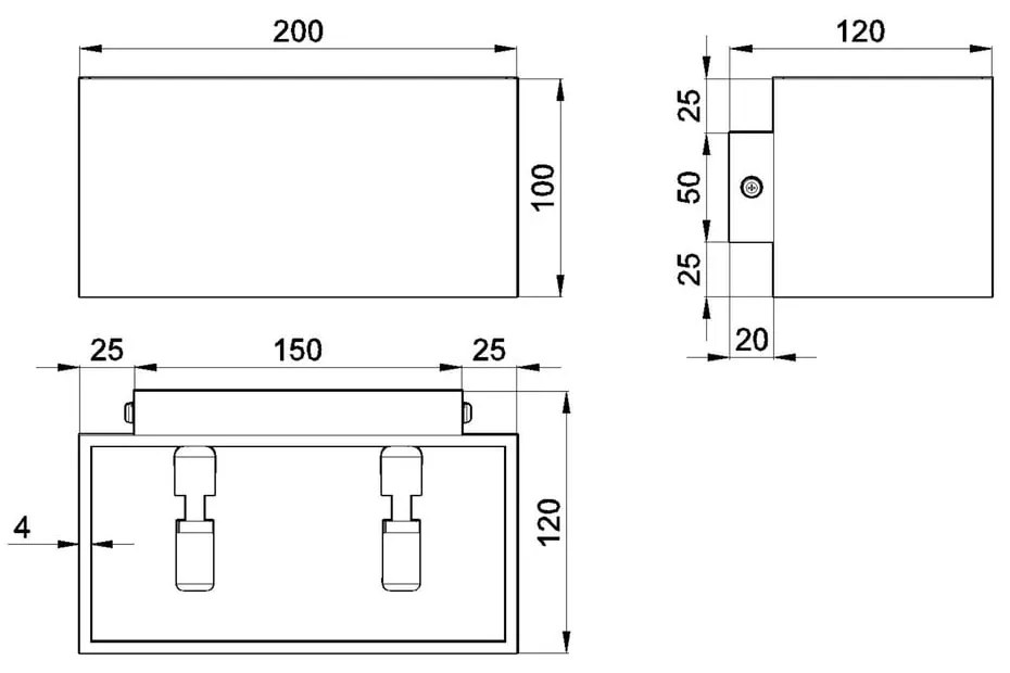 Černé nástěnné svítidlo Sollux Geo Maxi