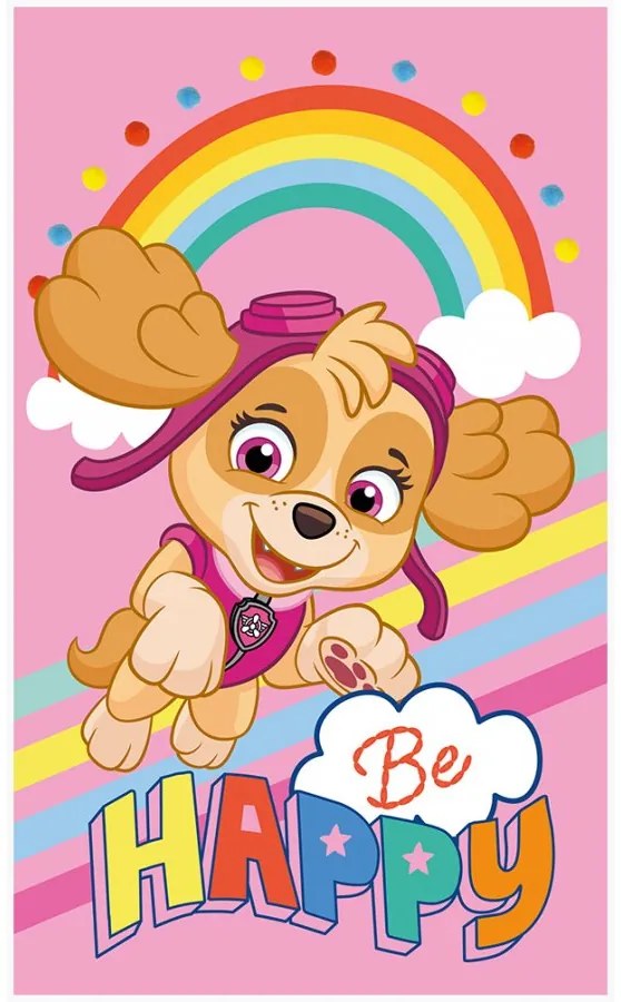 Dívčí ručník Tlapková patrola - Paw Patrol - motiv Be Happy - 100% bavlna - 30 x 50 cm