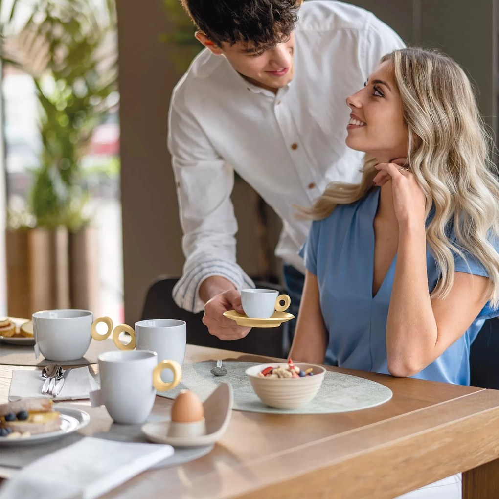 Šálky na espresso Everyday s podšálkem hořčičně žluté 4 ks