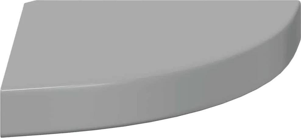 Plovoucí rohové police 2 ks šedé vysoký lesk 25x25x3,8 cm MDF 323893