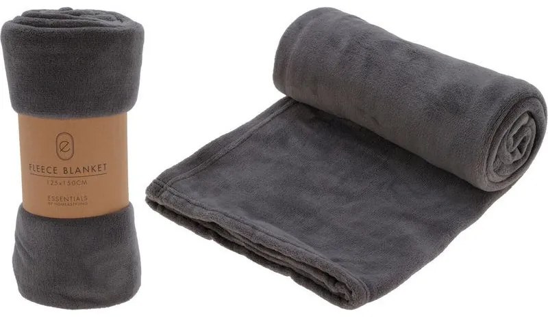 HOMESTYLING Deka fleece 125 x 150 cm ESSENTIALS šedá KO-HZ1011790