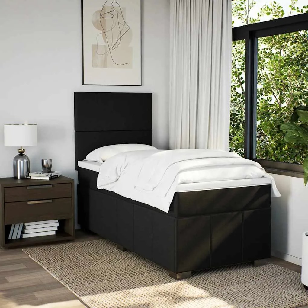 Box spring postel s matrací černá 100 x 200 cm textil 3293874