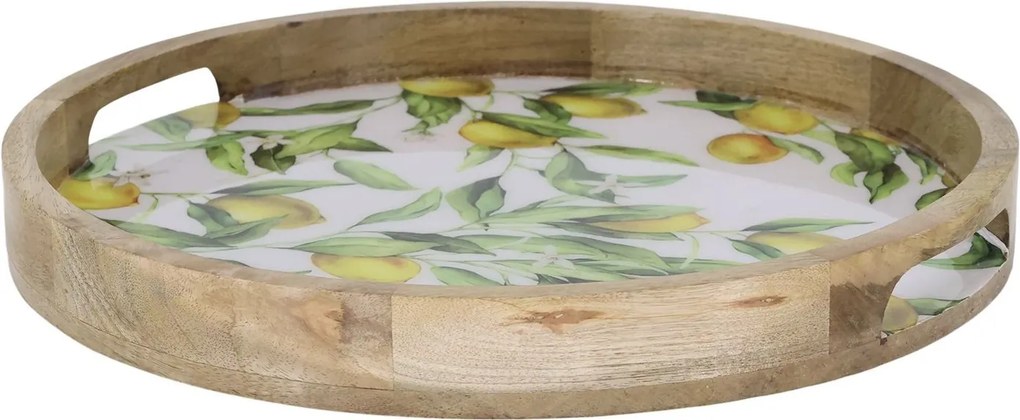 Dřevěný mangový podnos s citróny Tours Limone Blossom - Ø 35*4 cm