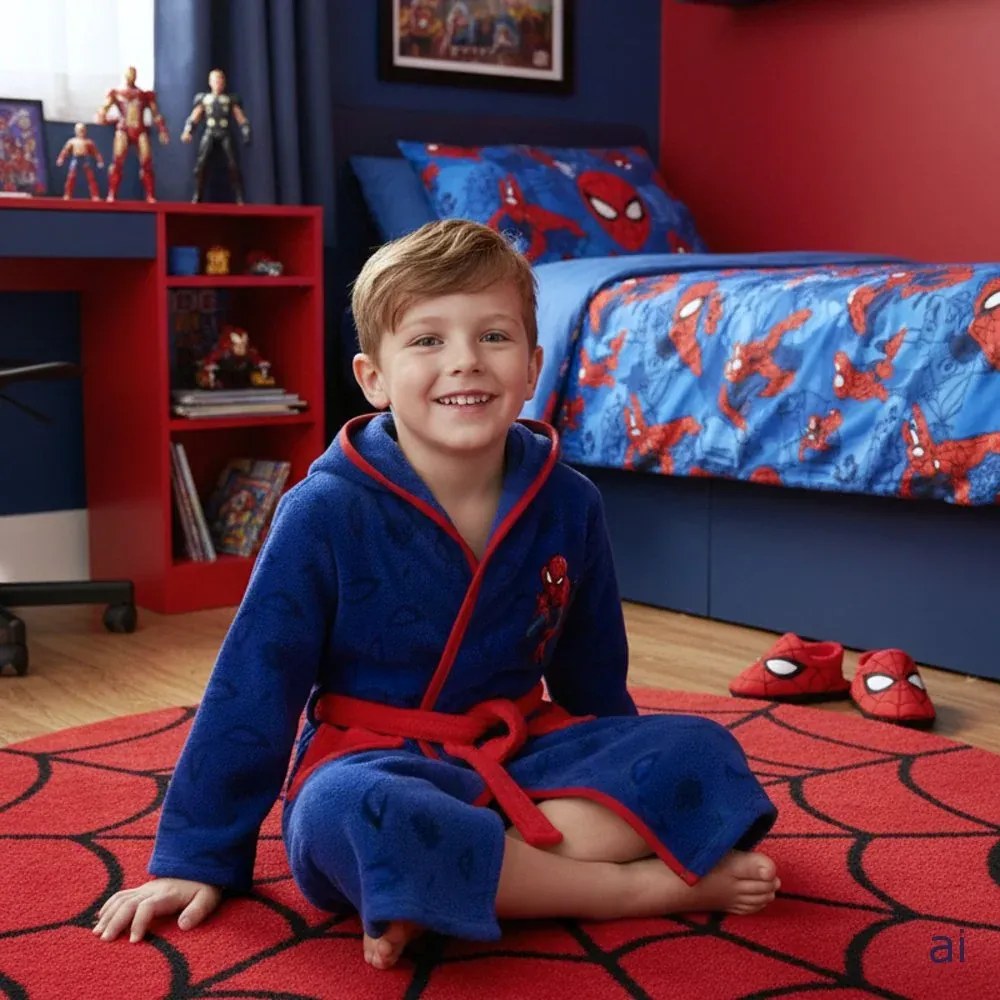 Chlapecký coral fleece župan s kapucí Spiderman, 122 / 128