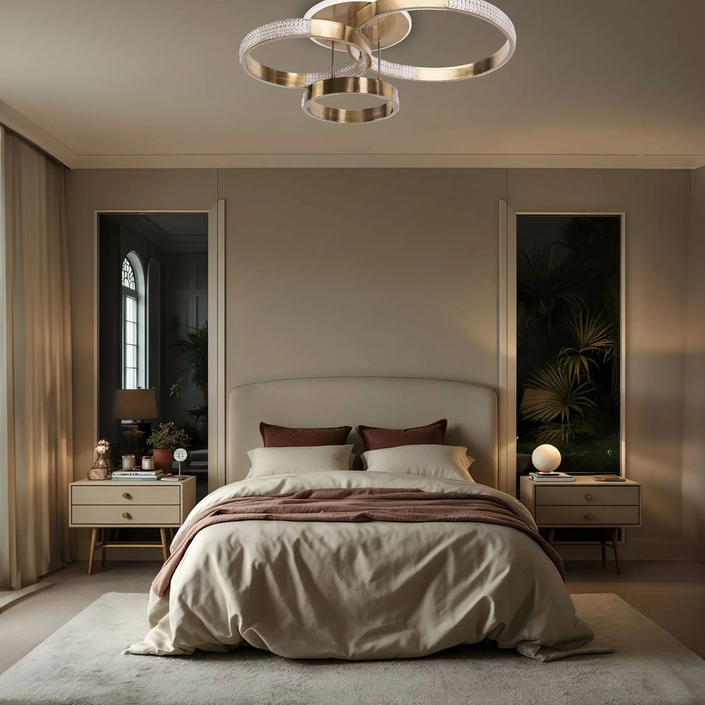 Toolight Toolight, LED stropní svítidlo 68x40cm, 42W, 4000K, 3000lm + dálkové ovládání, G004-C, zlatá matná, OSW-09745