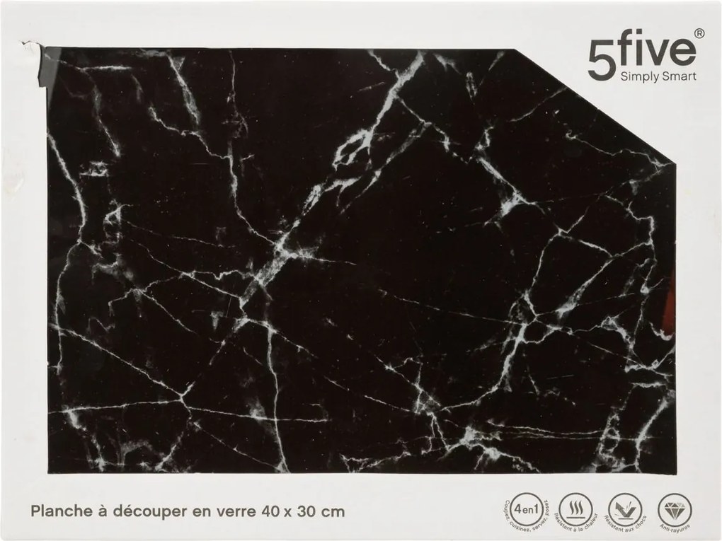 Krájecí prkénko Glass Marble, černá, 40x30 cm