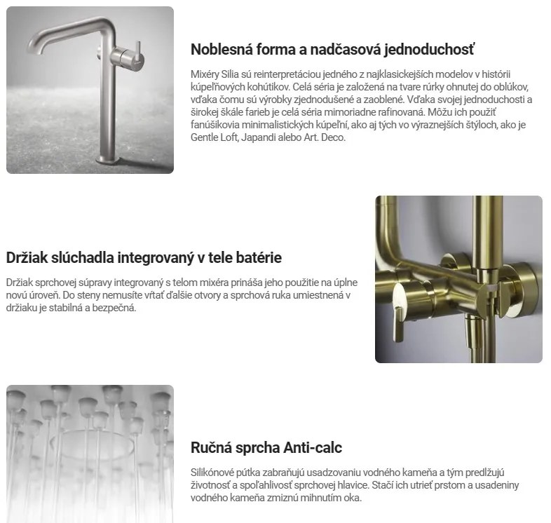 Deante Silia, sprchová baterie s ruční sprchovou soupravou, zlatá matná, BQS_R41M