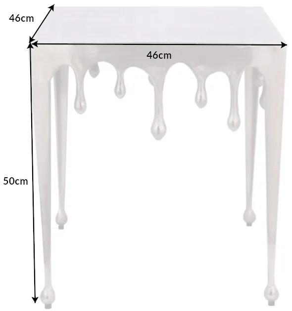 Stříbrný hliníkový odkládací stolek Lussig L, 50 cm