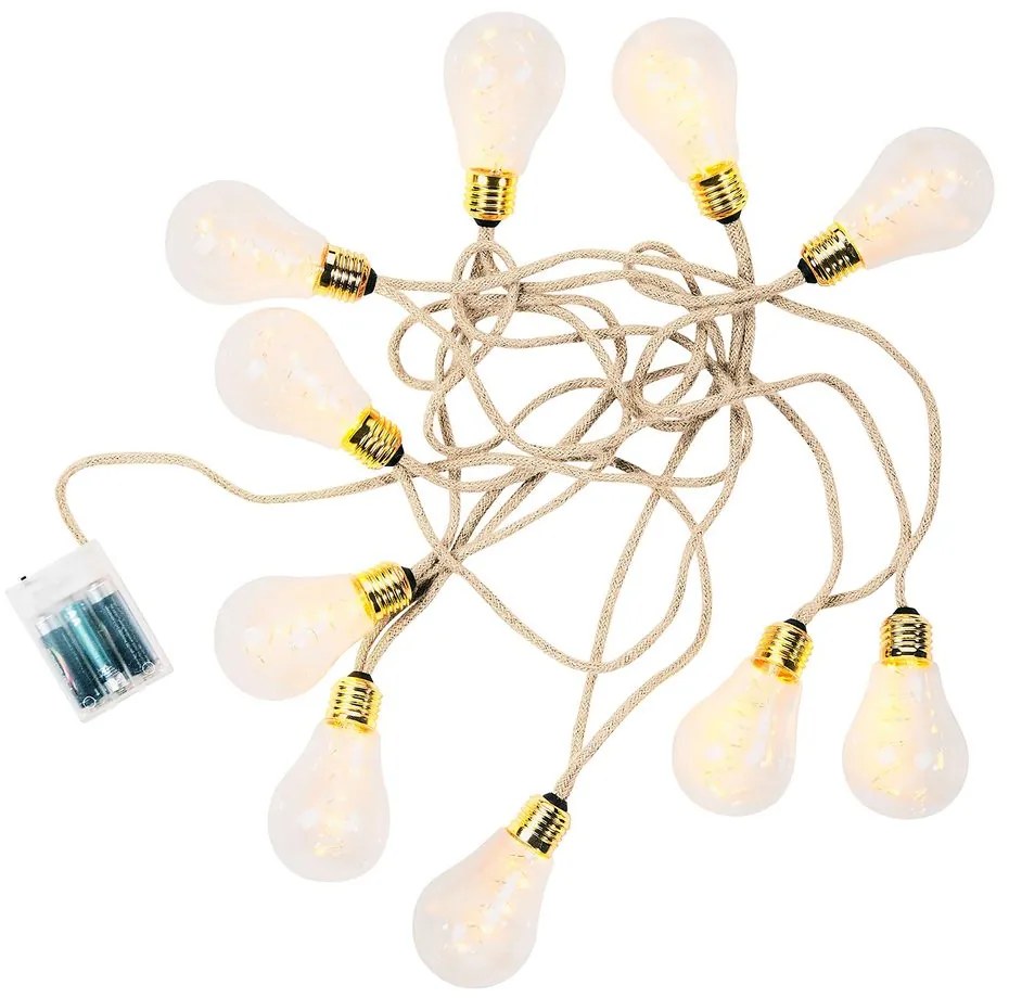 BULB LIGHTS Světelný řetěz s USB žárovky 10 světel - přírodní