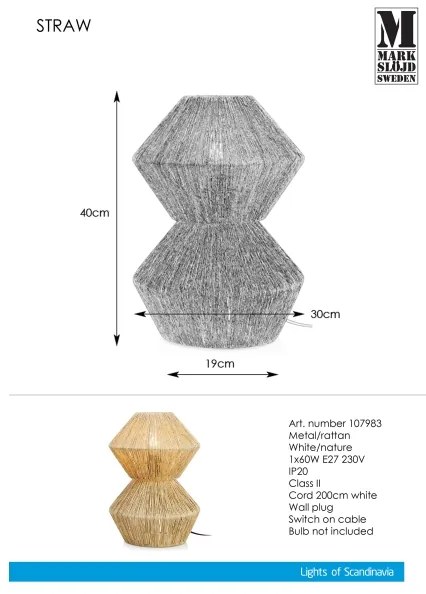 Markslöjd 107983 - Stolní lampa STRAW 1xE27/40W/230V
