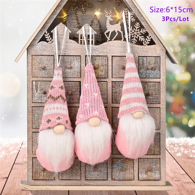 Vánoční dekorace - vánoční skřítek na stromeček Barva: Doll-D10450-Pink 3Pc