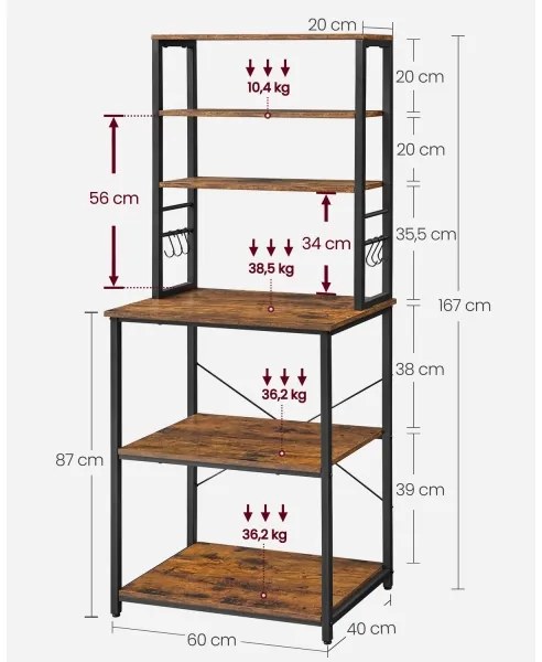 Policový regál MARGE hnědá/černá