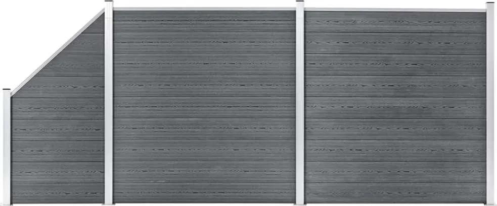 vidaXL Set plotového dílce WPC 446 x (105–186) cm [3053216] Barva: Černá