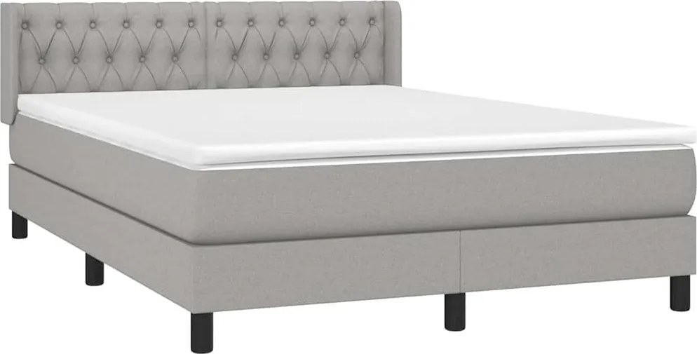Box spring postel s matrací světle šedá 140 x 190 cm textil 3129945