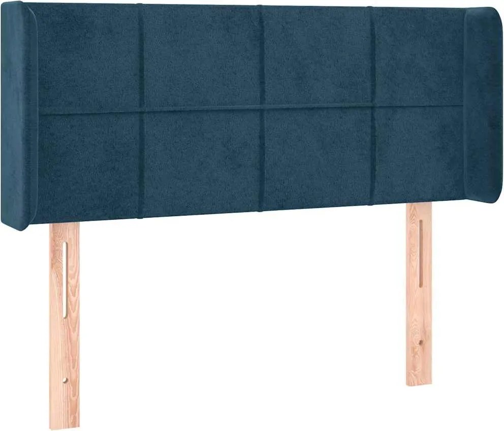 Čelo postele s LED tmavě modré 103 x 16 x 78/88 cm samet 3123282