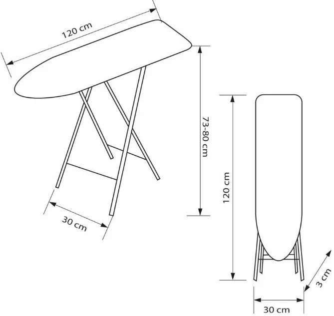 Erga Model Irit, žehlící prkno 100x30x80 cm, stříbrná-vícebarevné, ERG-SEP-10DESDOPRIRIT