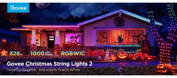Govee - LED RGBICW Venkovní vánoční řetěz 2700-6500K 20m Wi-Fi Matter IP66