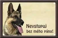 Plechová cedulka Nevstupuj bez mého pána Německý ovčák