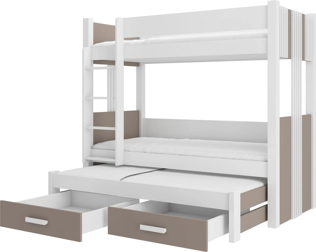 ADRK Furniture Třílůžková patrová postel s matracemi ARTEMA 180x80