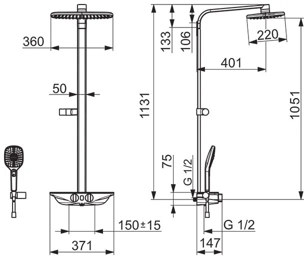 Hansa Sprchový komplet s termostatickou baterií HANSAEMOTION WELLFIT, 6V 5865017282