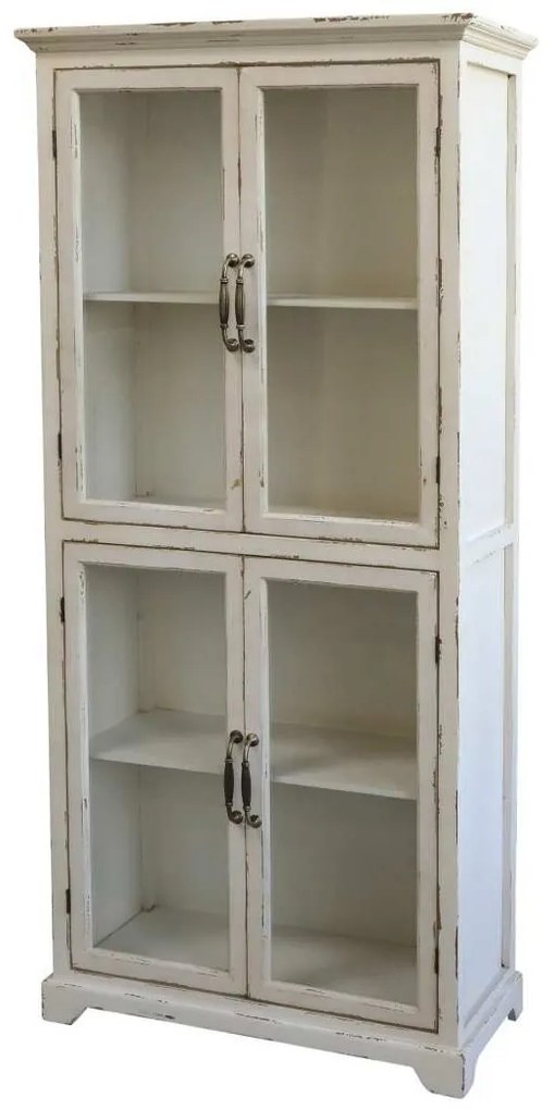 Krémová antik dřevěná skříň s policemi Charlie - 73*33*156cm