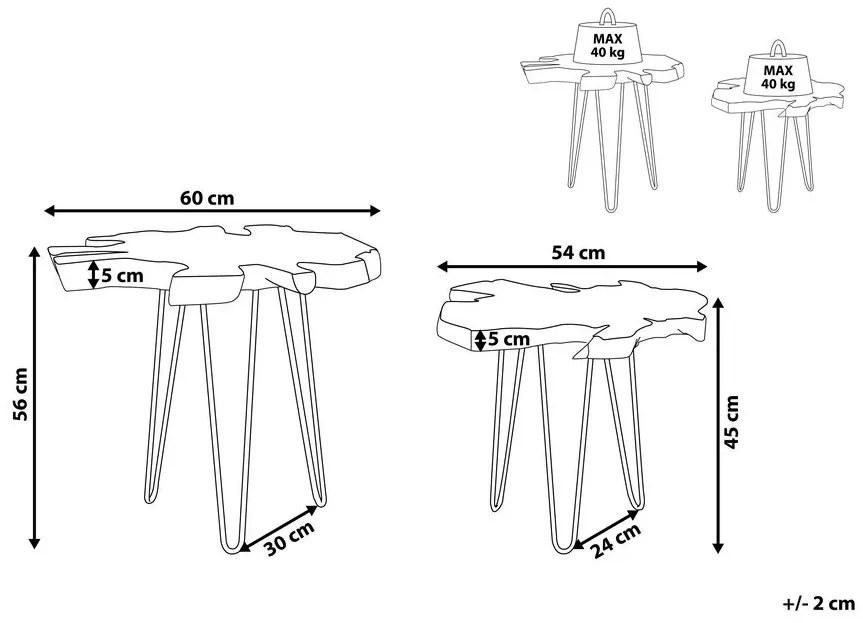 Sada dvou dřevěných stolků CAMROSE Beliani