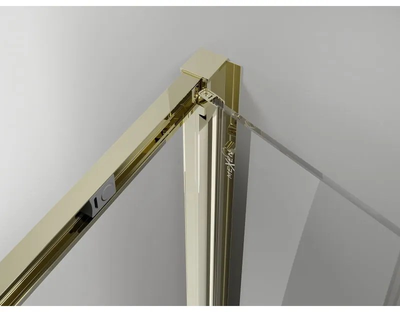 Mexen Exo, skládací sprchové dveře 75 cm, čiré sklo, zlatá, 816-075-000-50-00