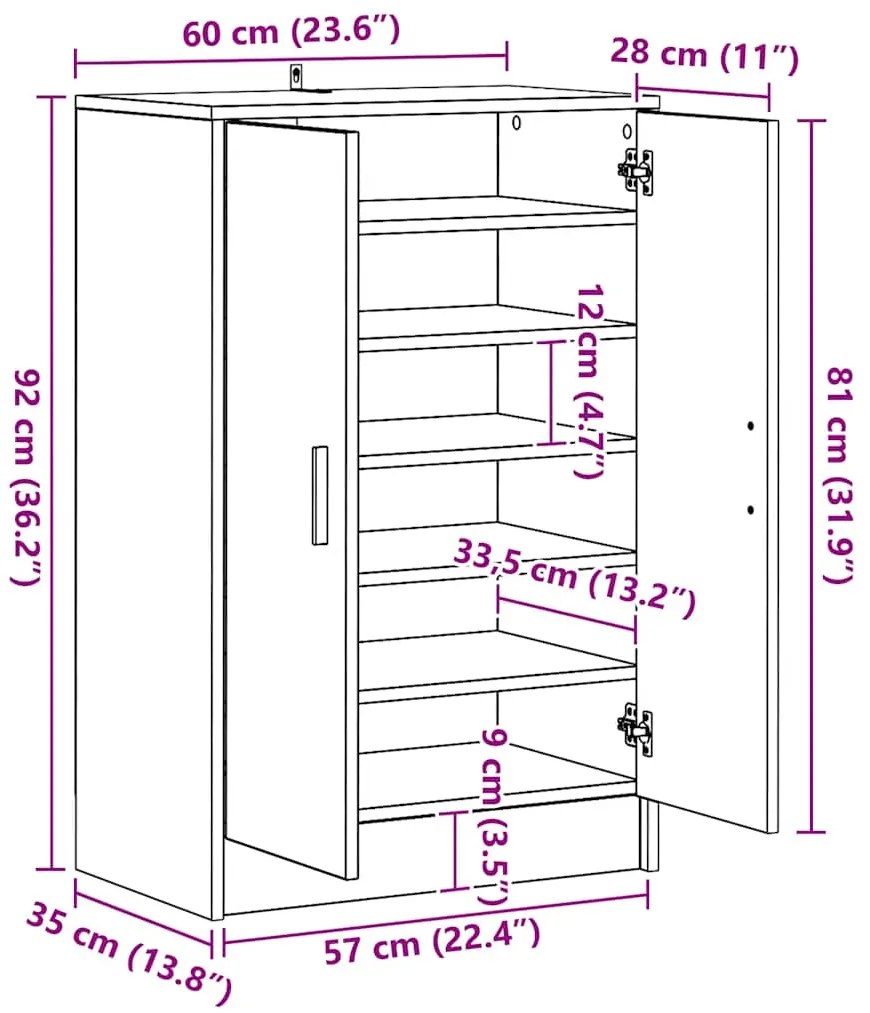 vidaXL Marketos Botník betonově šedý 60 x 35 x 92 cm kompozitní dřevo