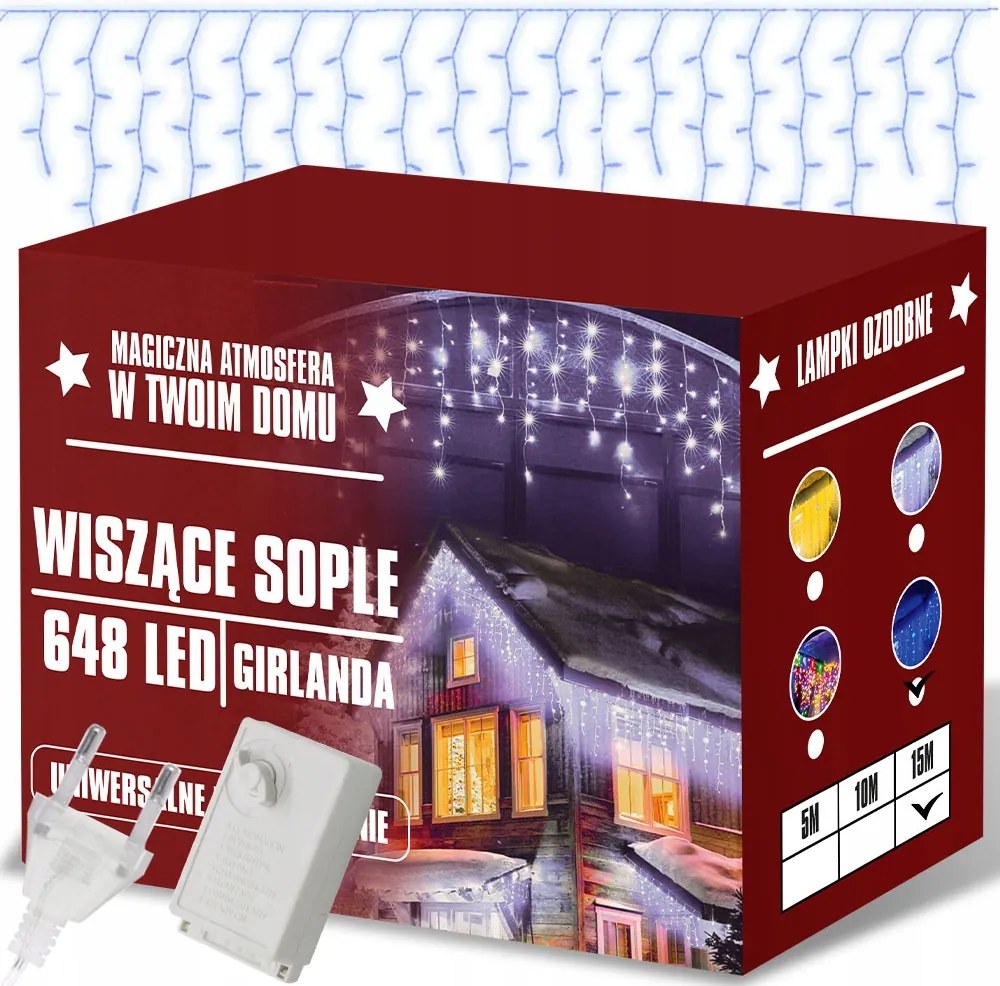 Led Světýlka Záclona Rampouchy Usb Vánoční Ozdobné 15M 230V