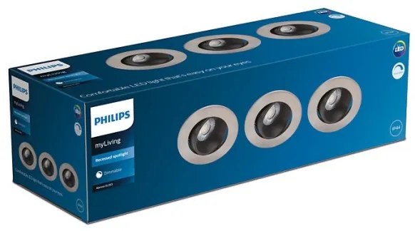 Philips - SADA 3x LED Stmívatelné koupelnové svítidlo ABROSA LED/9W/230V IP44