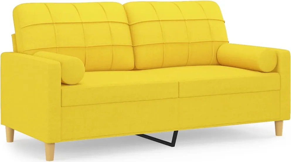 2místná pohovka s polštáři světle žlutá 140 cm textil 3200787