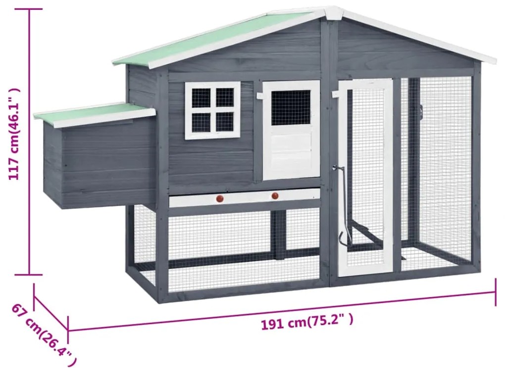 vidaXL Marketos Kurník s kukaní na snášení vajec šedý a bílý jedlové dřevo
