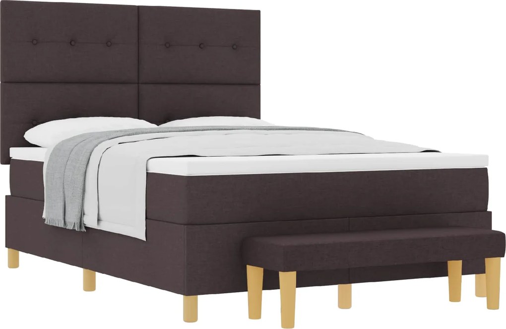 Postel s boxspringem s čelo Tmavě hnědá 200 x 140 cm textil 3344306