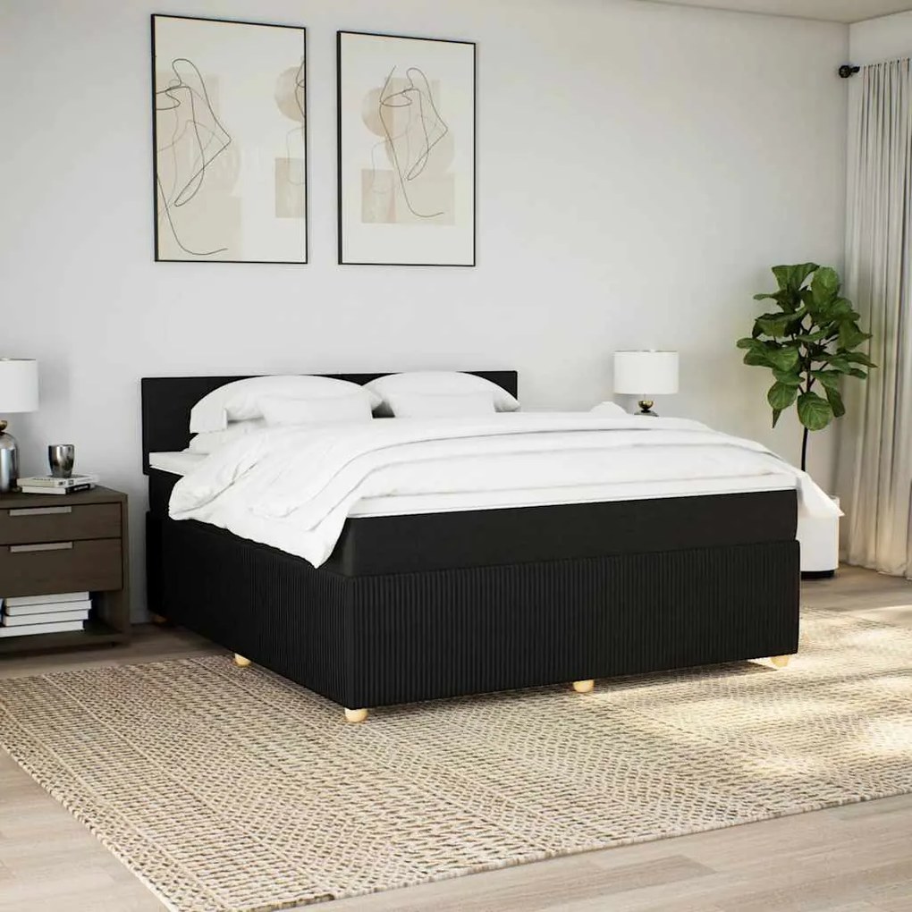 Box spring postel s matrací černá 180x200 cm textil 3287530