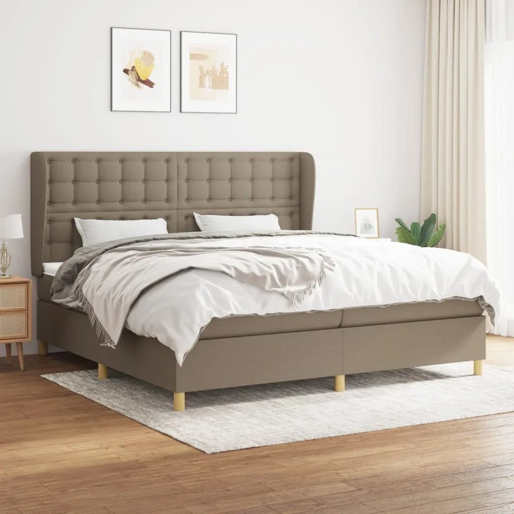Box spring postel s matrací taupe 200x200 cm textil 3128873