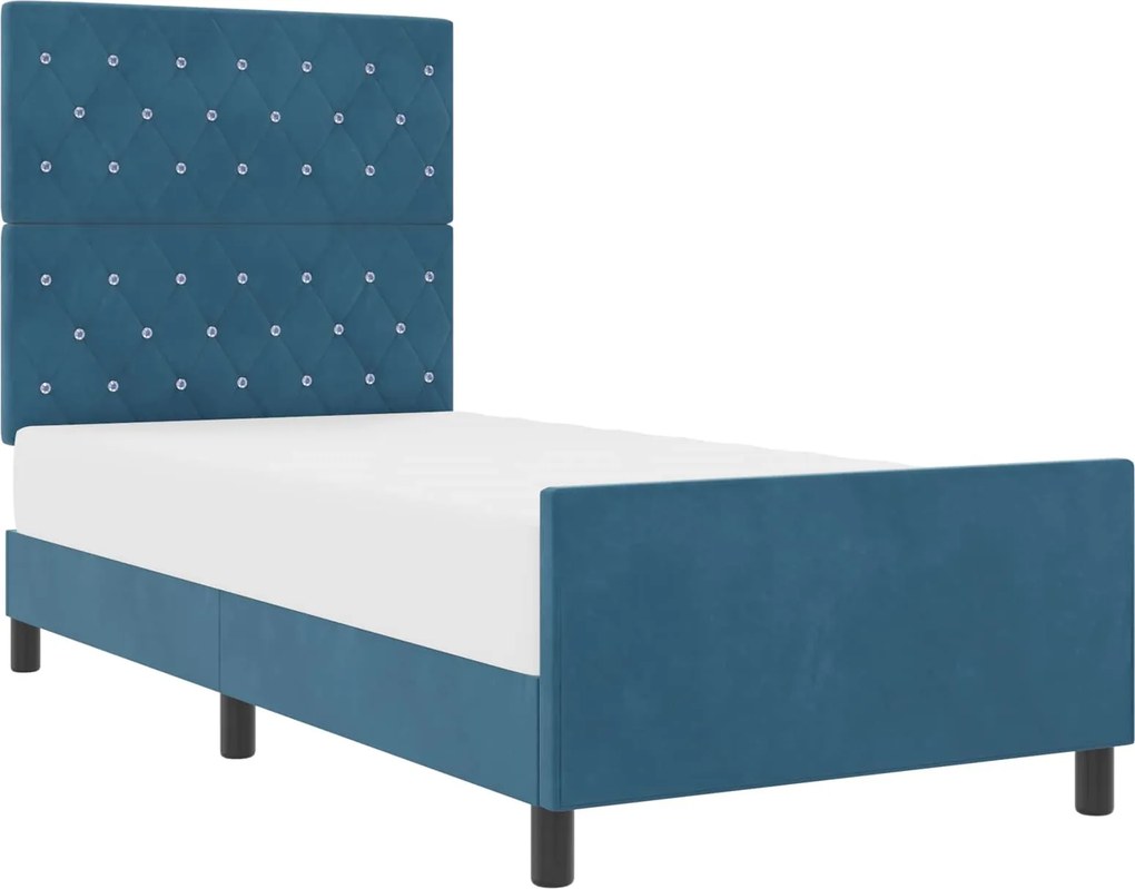 Postel s boxspringem s čelo Tmavě modrá 90 x 200 cm samet 3344853