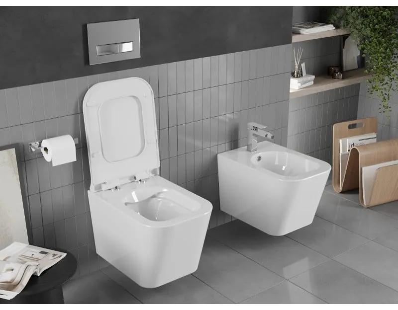 Mexen Teo WC mísa Rimless s pomalu padající deskou slim, duroplast, Bílá - 30850700