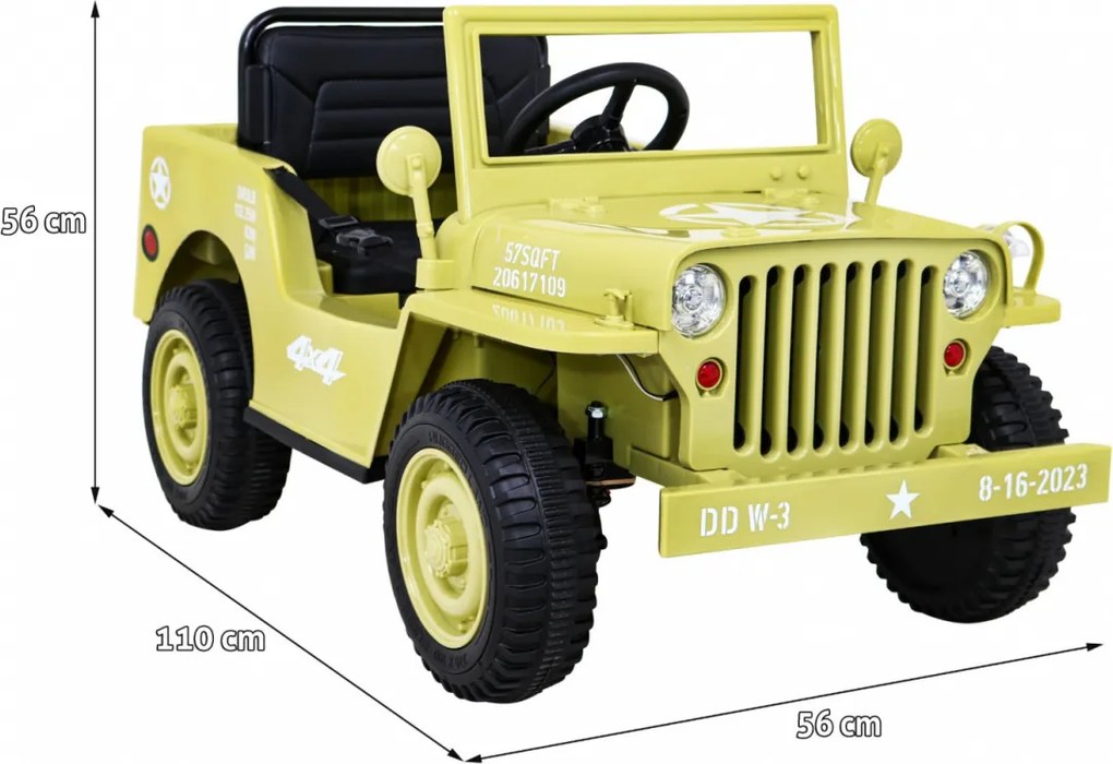 Ramiz Retro vojenské auto pro děti béžové + pohon 4x4